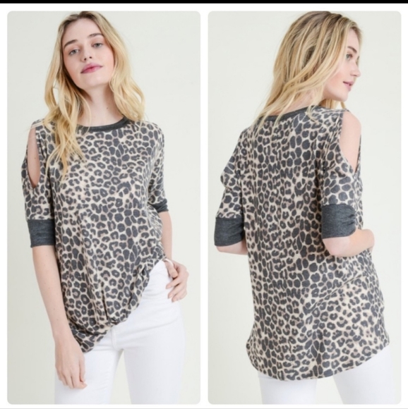 Tops | New Cold Shoulder Leopard Print Top | Poshmark